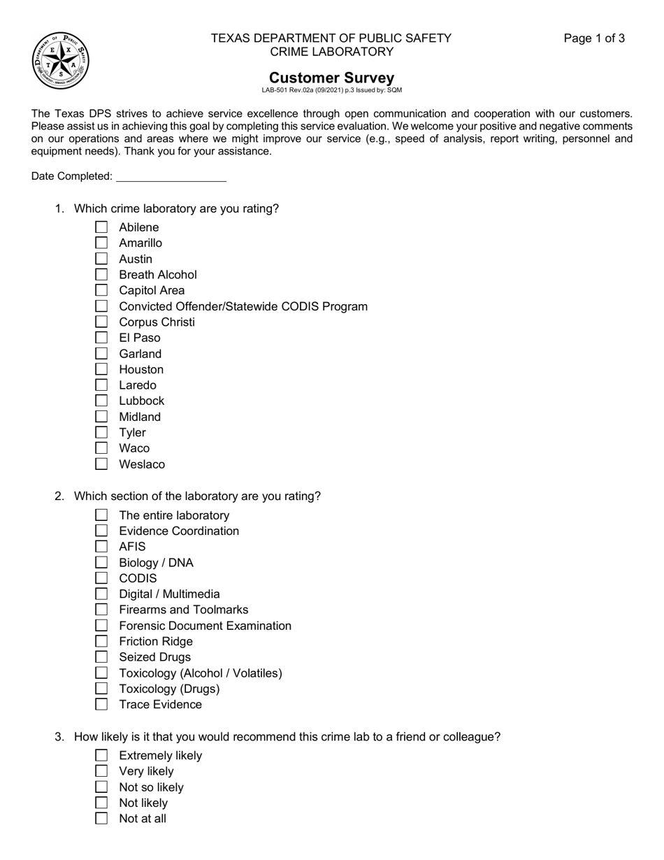 Form LAB-501 - Fill Out, Sign Online and Download Printable PDF, Texas ...