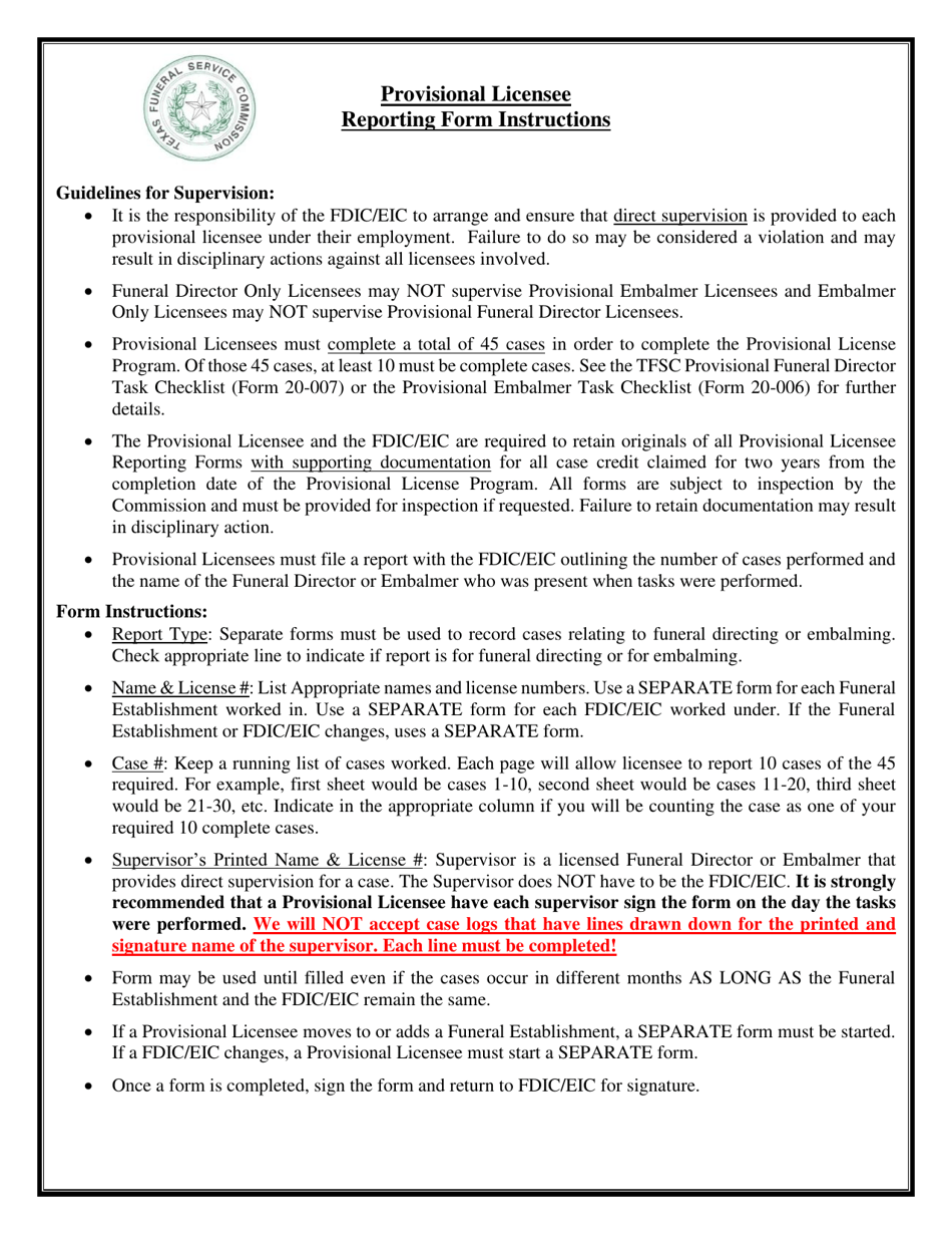 Texas Provisional Licensee Reporting Form - Fill Out, Sign Online and ...