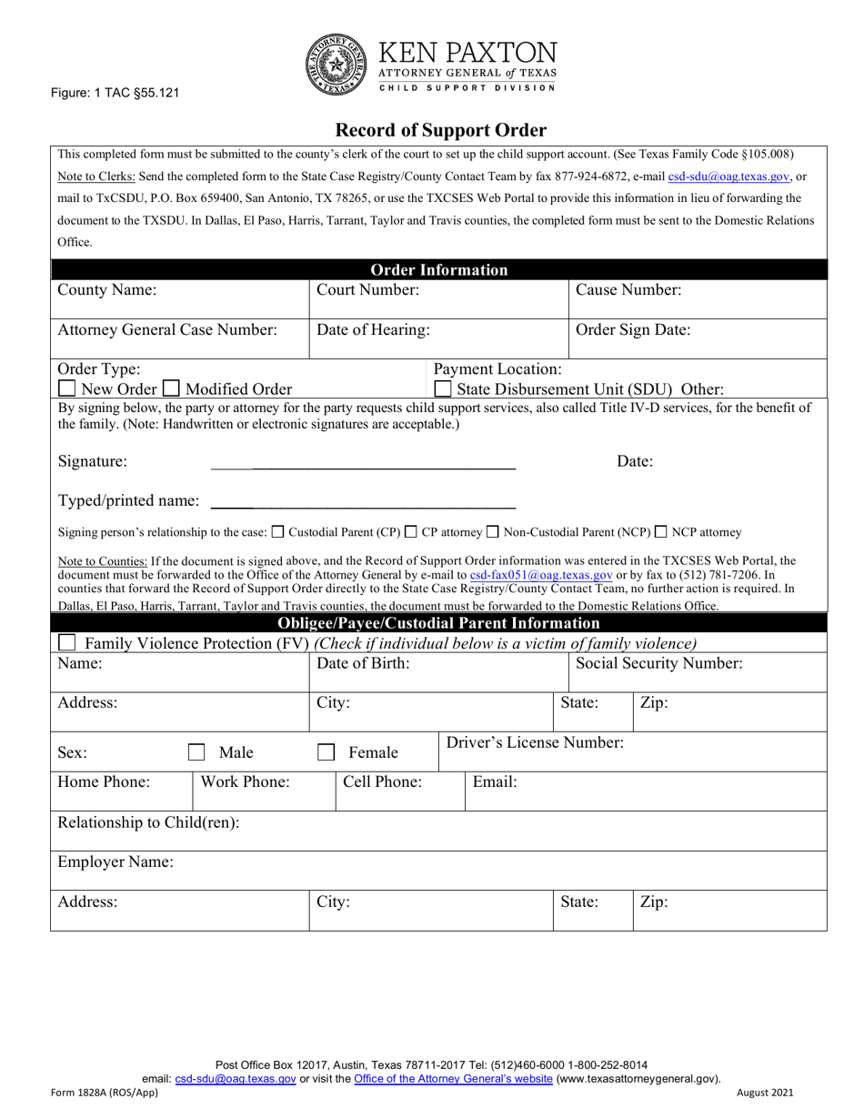 Form 1828A - Fill Out, Sign Online and Download Fillable PDF, Texas ...