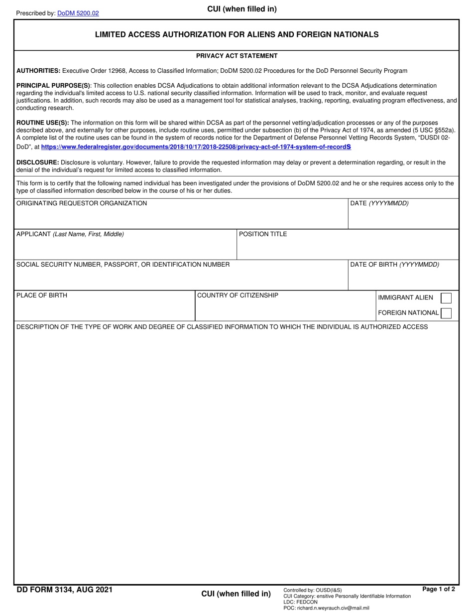 DD Form 3134 - Fill Out, Sign Online and Download Fillable PDF ...