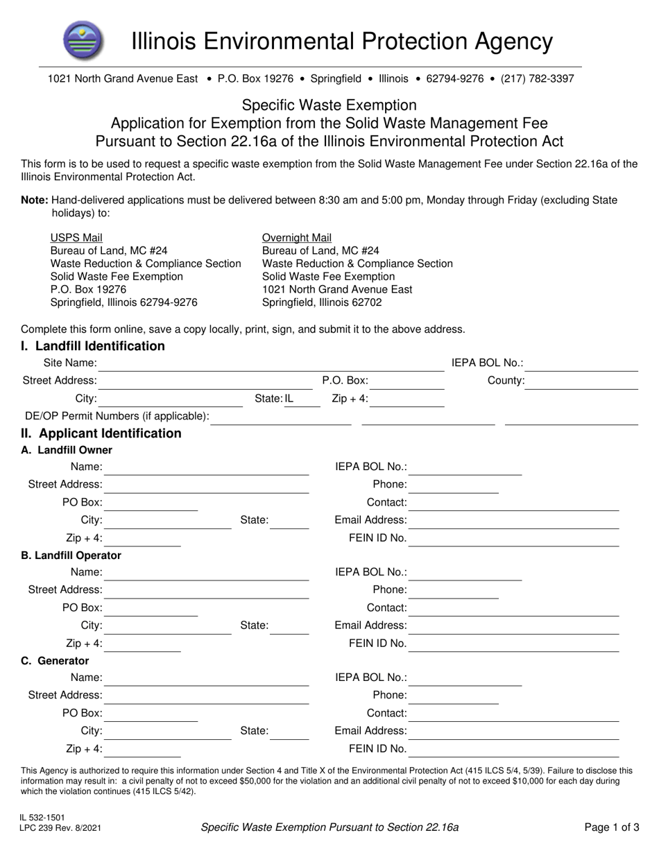 Form LPC239 (IL532-1501) - Fill Out, Sign Online and Download Fillable ...