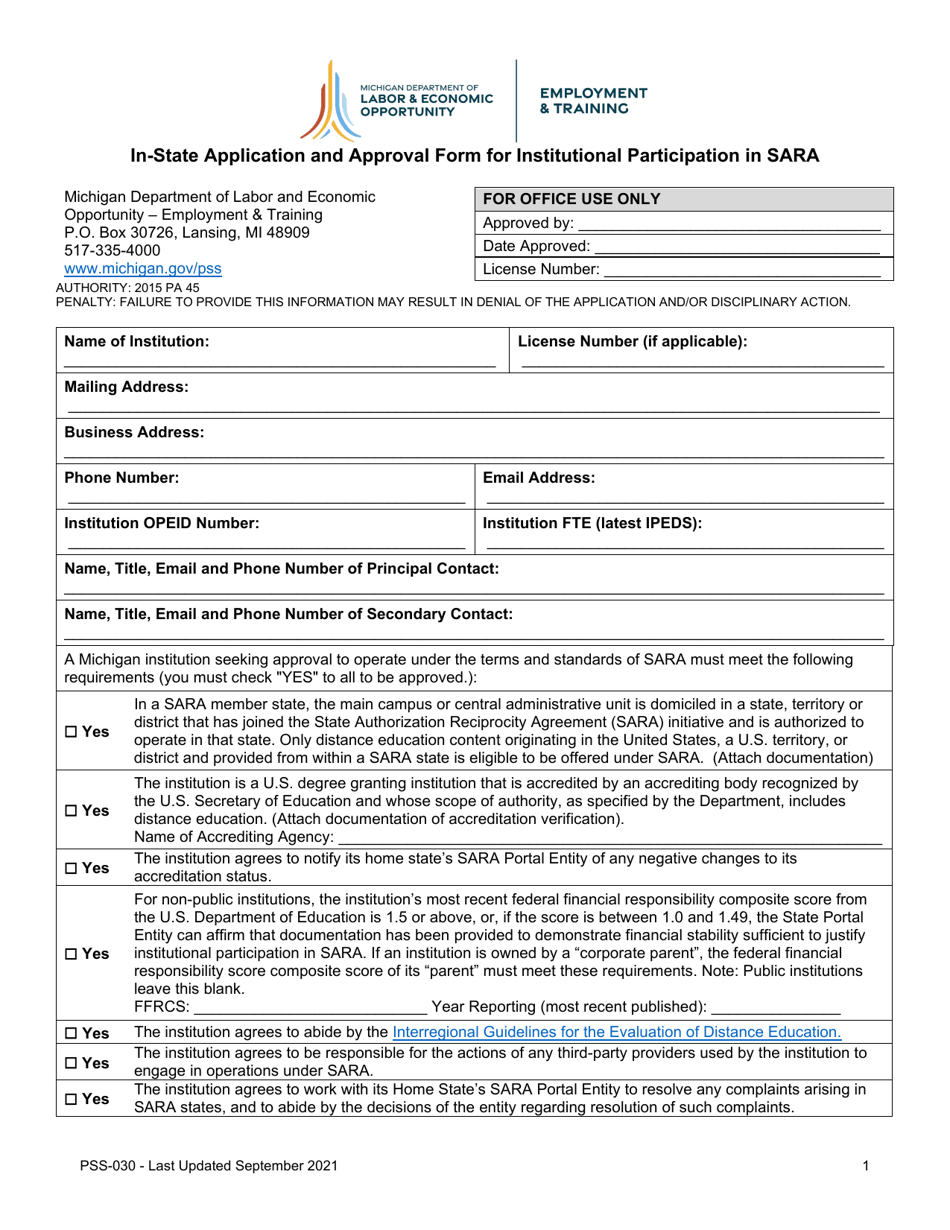 Form PSS-030 - Fill Out, Sign Online and Download Fillable PDF ...
