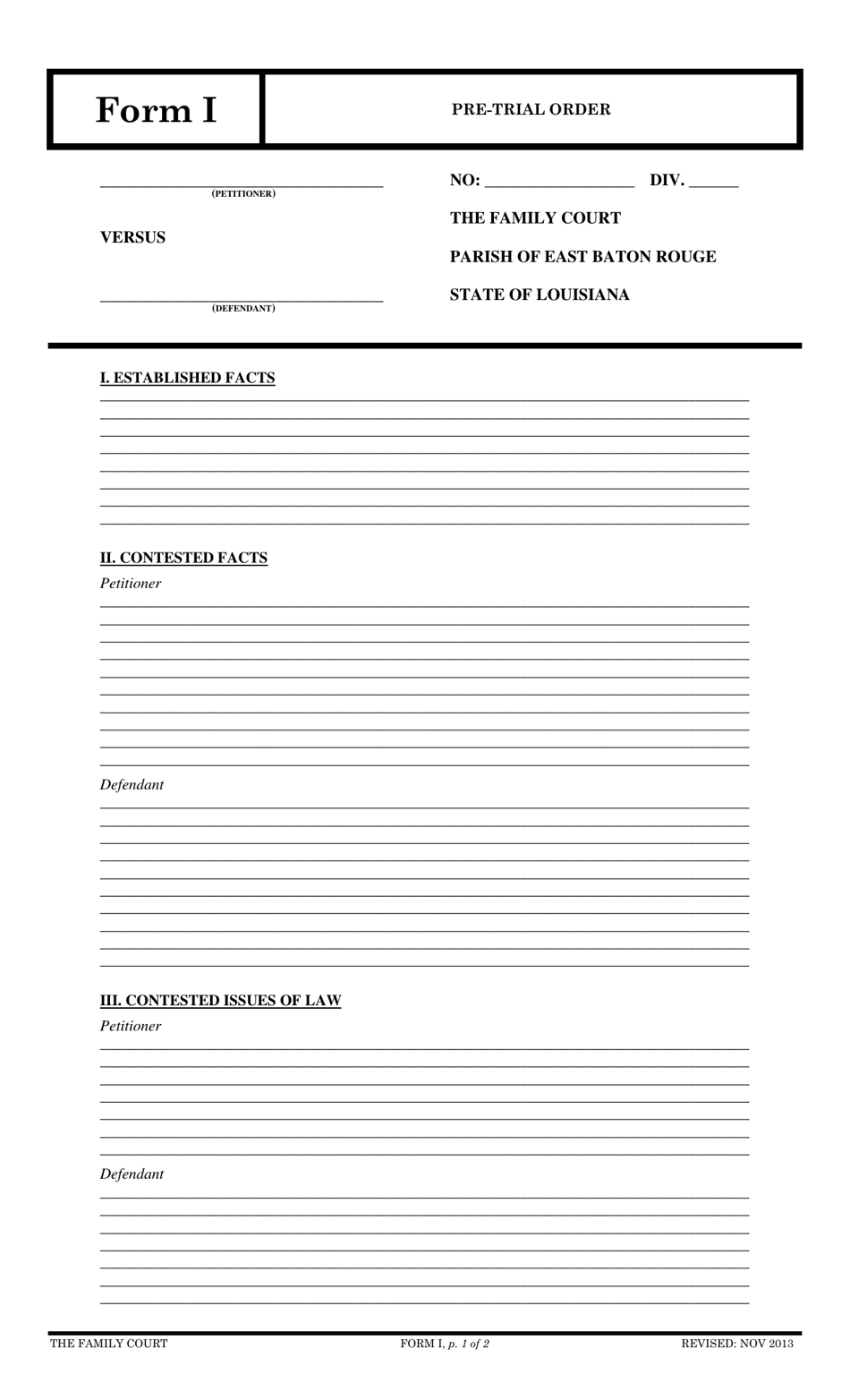 Form I - Fill Out, Sign Online and Download Printable PDF, East Baton ...