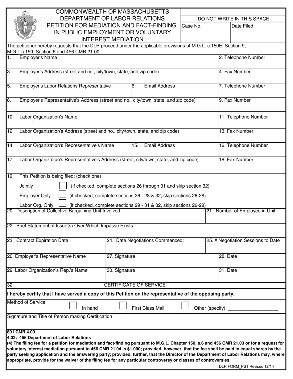 DLR Form PS1 - Fill Out, Sign Online and Download Fillable PDF ...