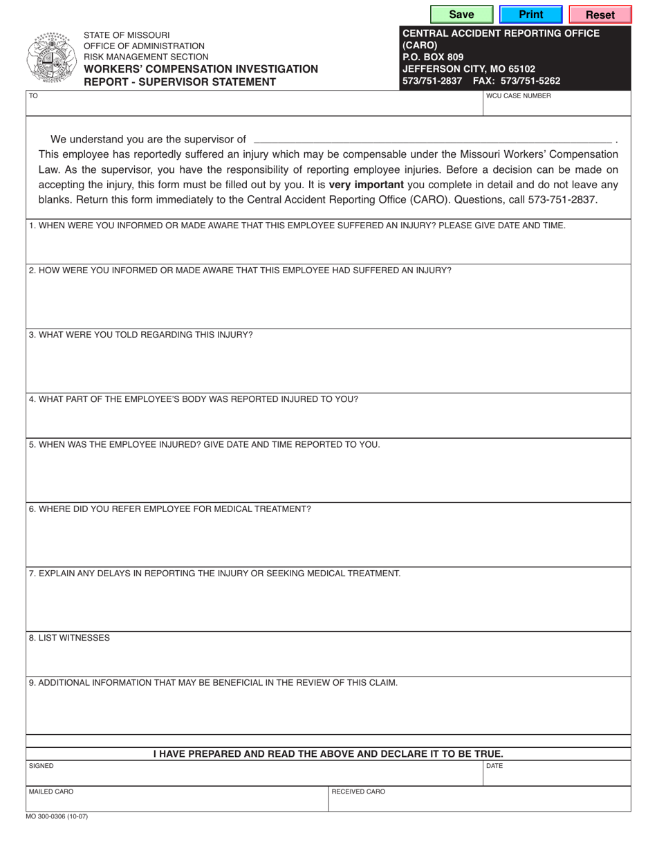 Form MO300-0306 - Fill Out, Sign Online and Download Fillable PDF ...