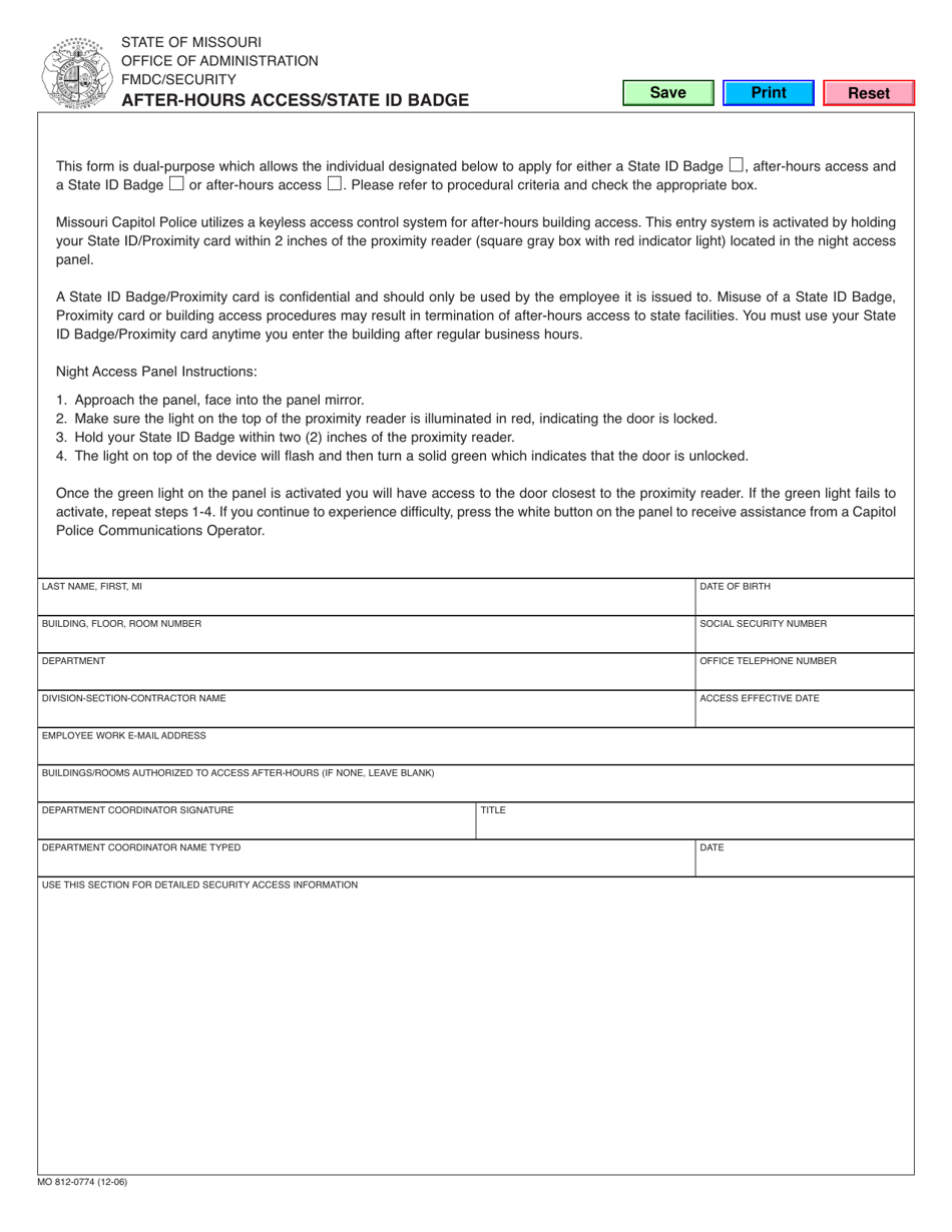 Form MO812-0774 - Fill Out, Sign Online and Download Fillable PDF ...