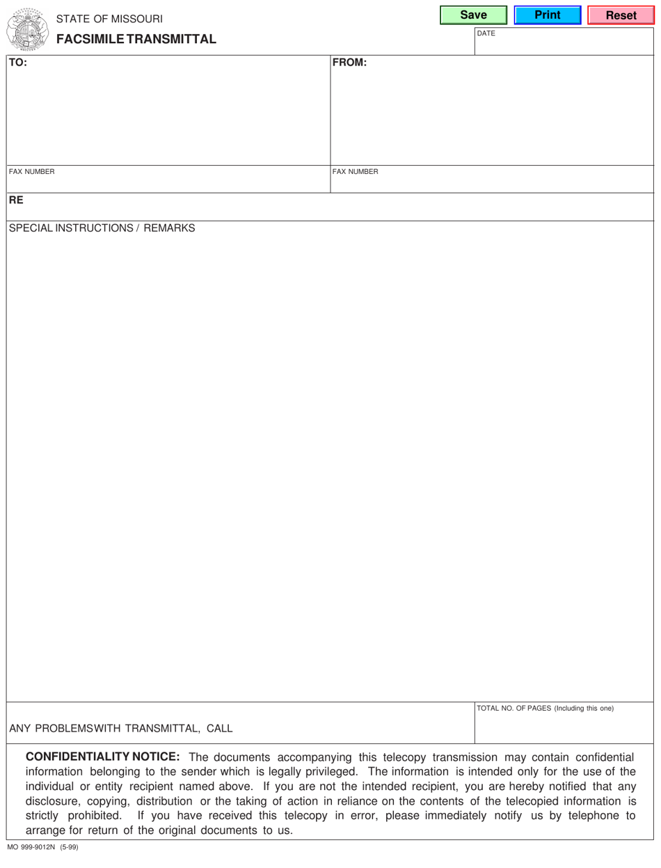 Form MO999-9012 Download Fillable PDF or Fill Online Facsimile ...