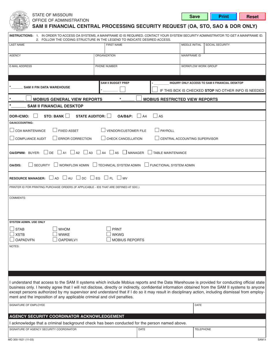 Form MO300-1621 - Fill Out, Sign Online and Download Fillable PDF ...