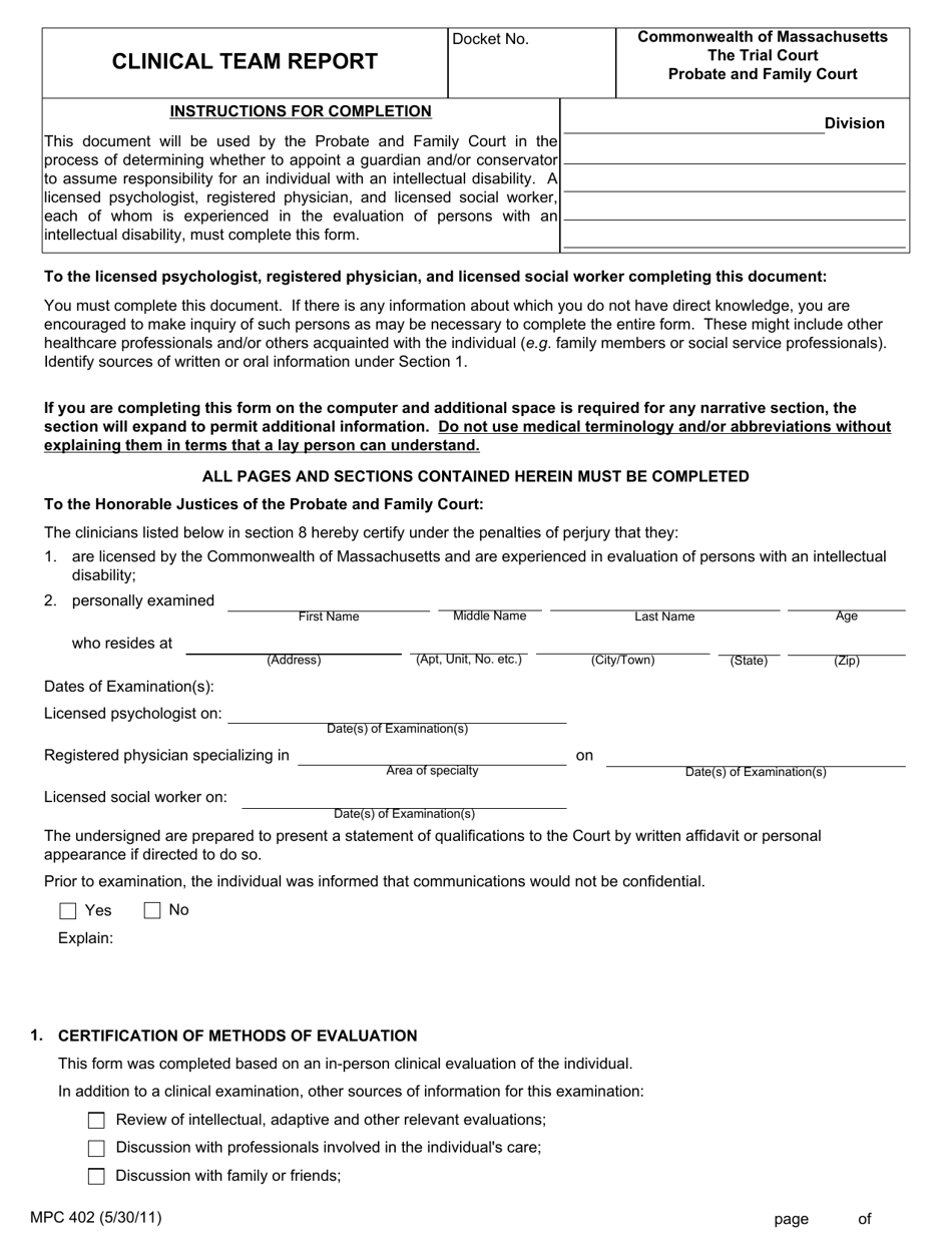 Form MPC402 - Fill Out, Sign Online and Download Fillable PDF ...