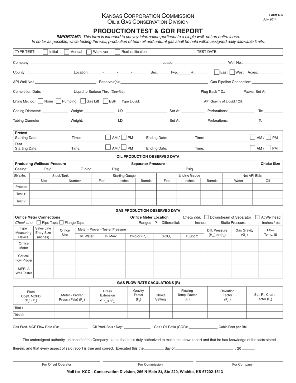 Form C-5 - Fill Out, Sign Online and Download Fillable PDF, Kansas ...
