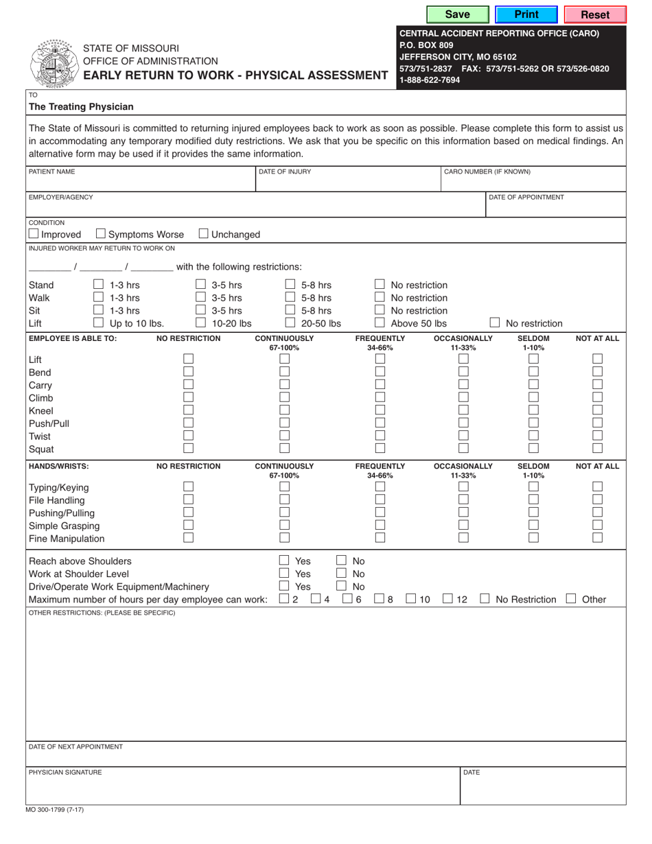 Form MO300-1799 - Fill Out, Sign Online and Download Fillable PDF ...