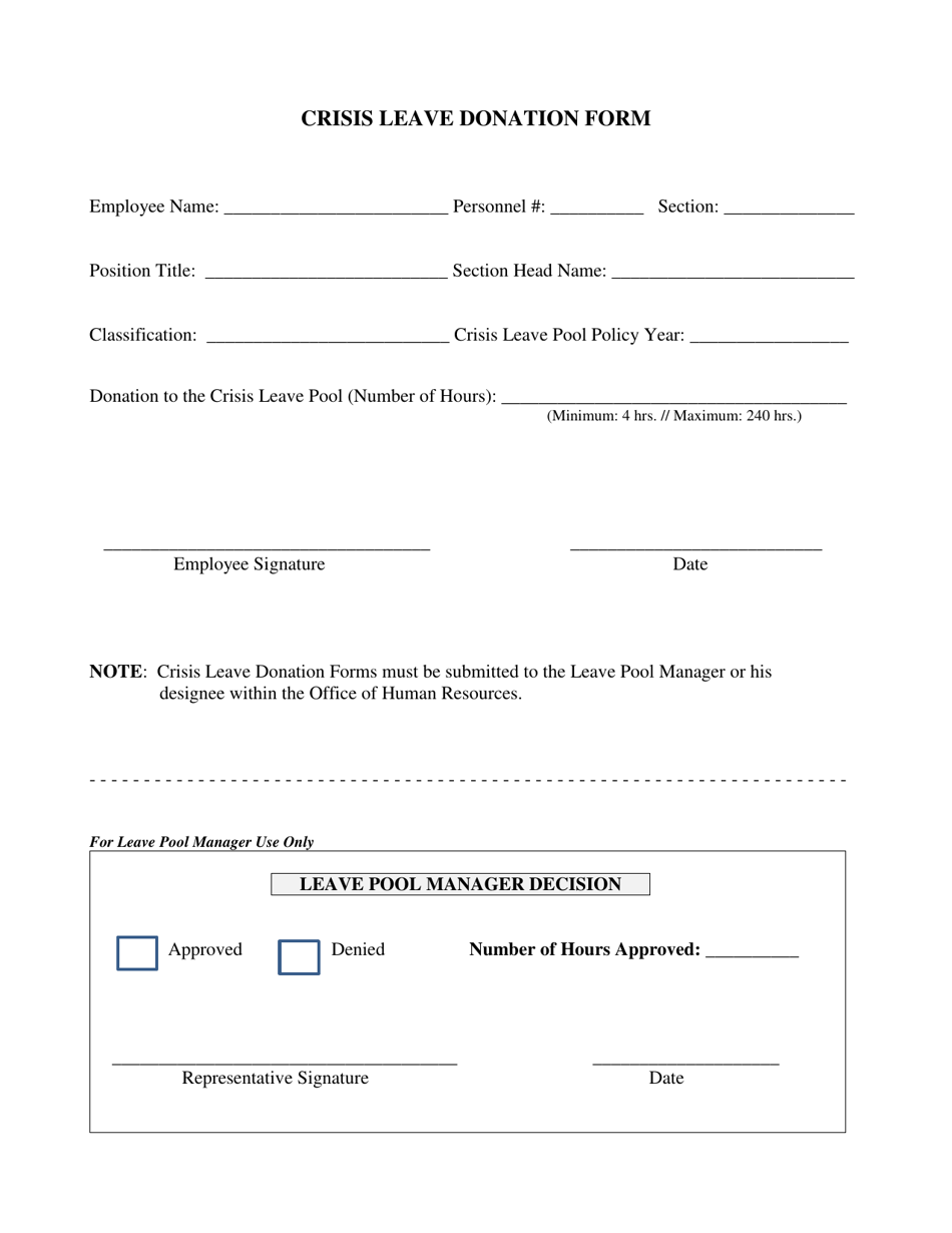 Louisiana Crisis Leave Donation Form - Fill Out, Sign Online and ...