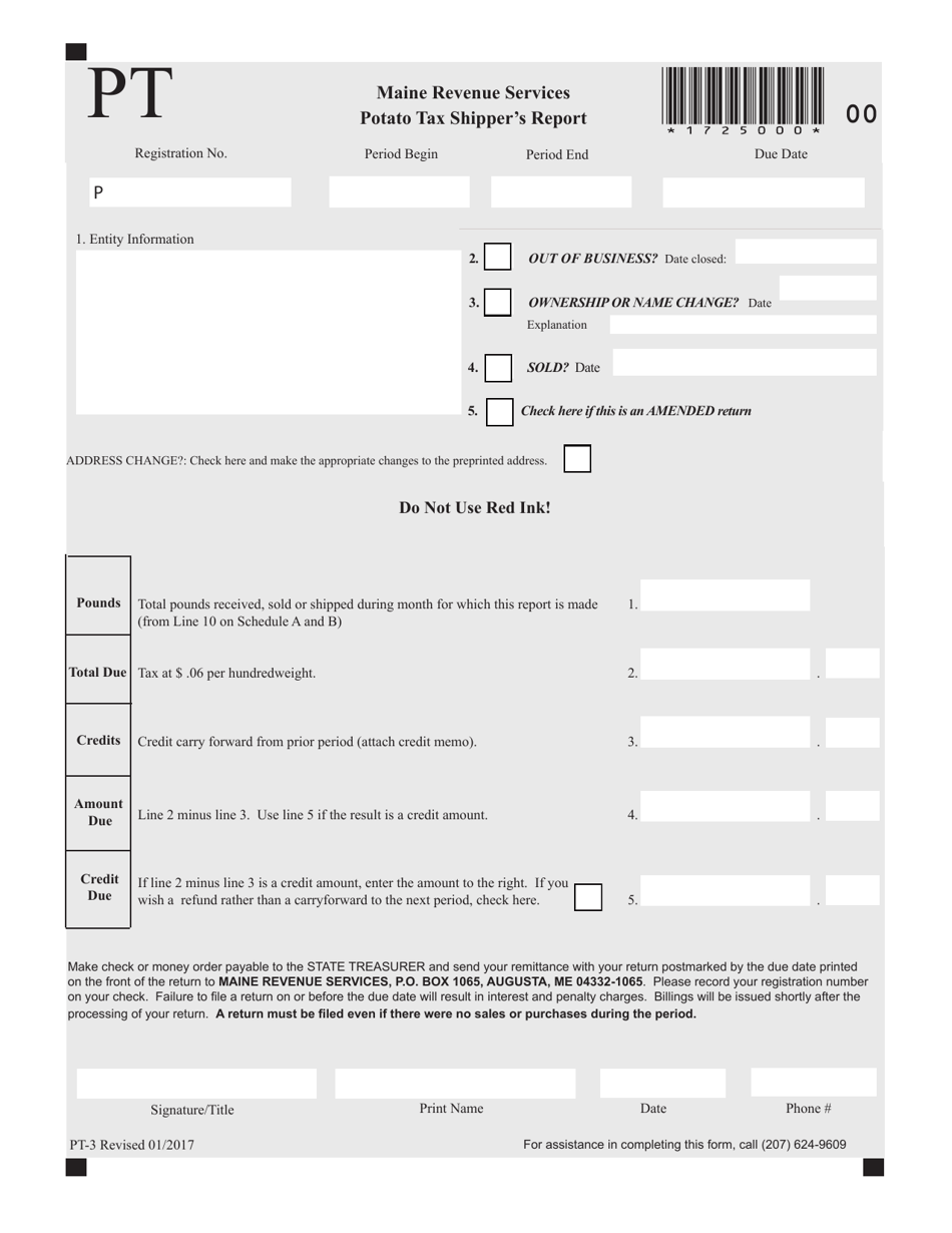 Form PT-3 - Fill Out, Sign Online and Download Fillable PDF, Maine ...