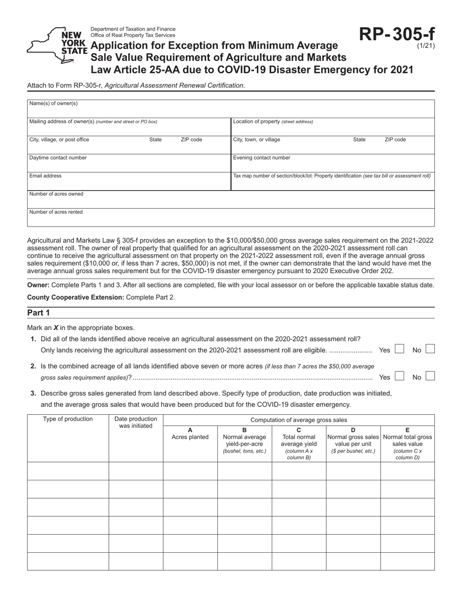 Form RP-305-F - 2021 - Fill Out, Sign Online and Download Fillable PDF ...