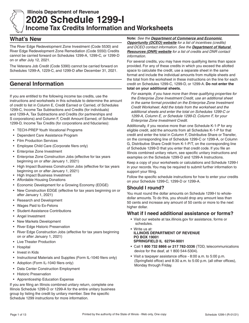 Schedule 1299-I Download Printable PDF or Fill Online Income Tax ...