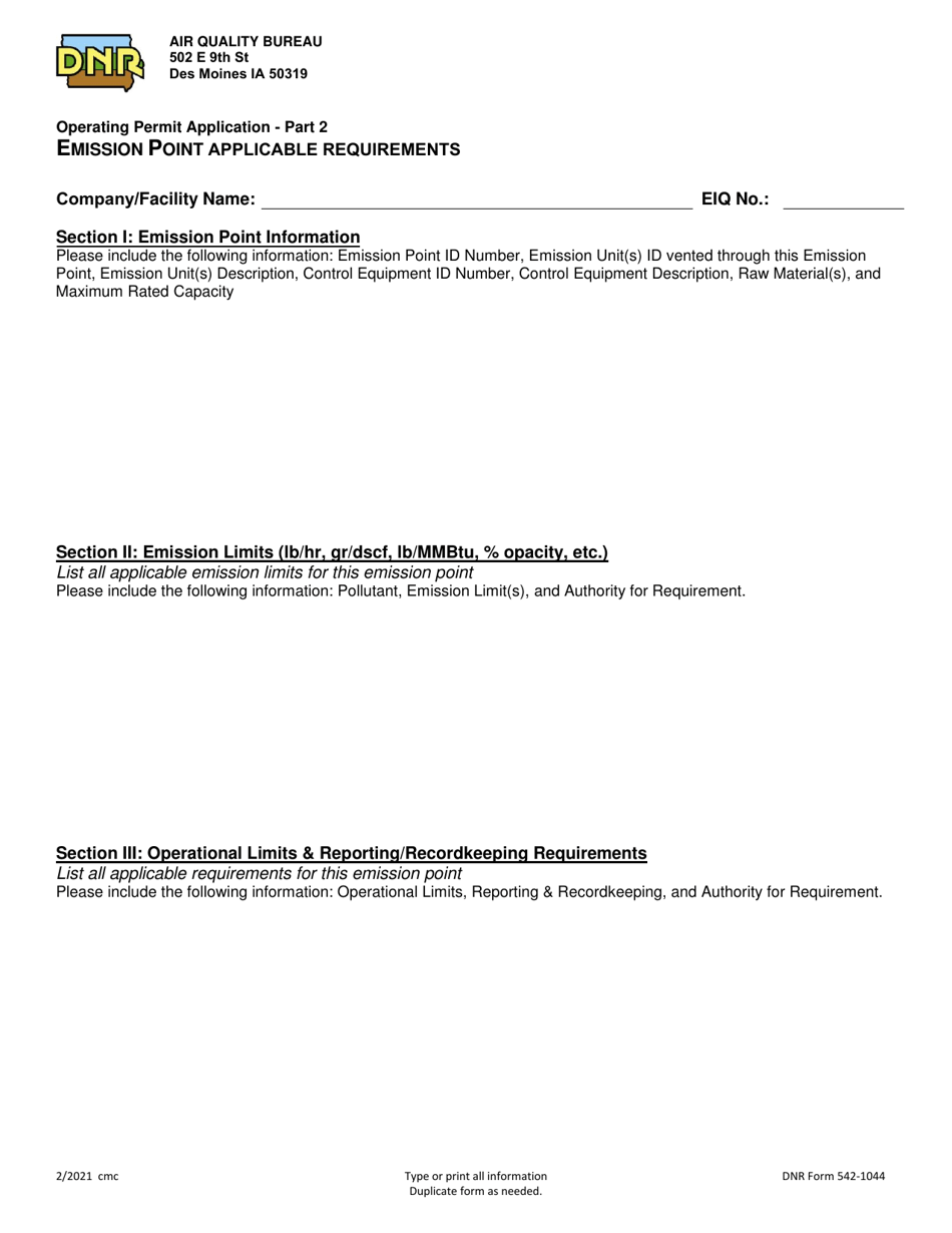 DNR Form 542-1044 Part 2 Download Fillable PDF or Fill Online Operating ...