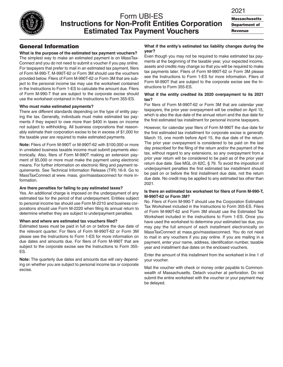 Form UBI-ES - 2021 - Fill Out, Sign Online and Download Printable PDF, Massachusetts ...