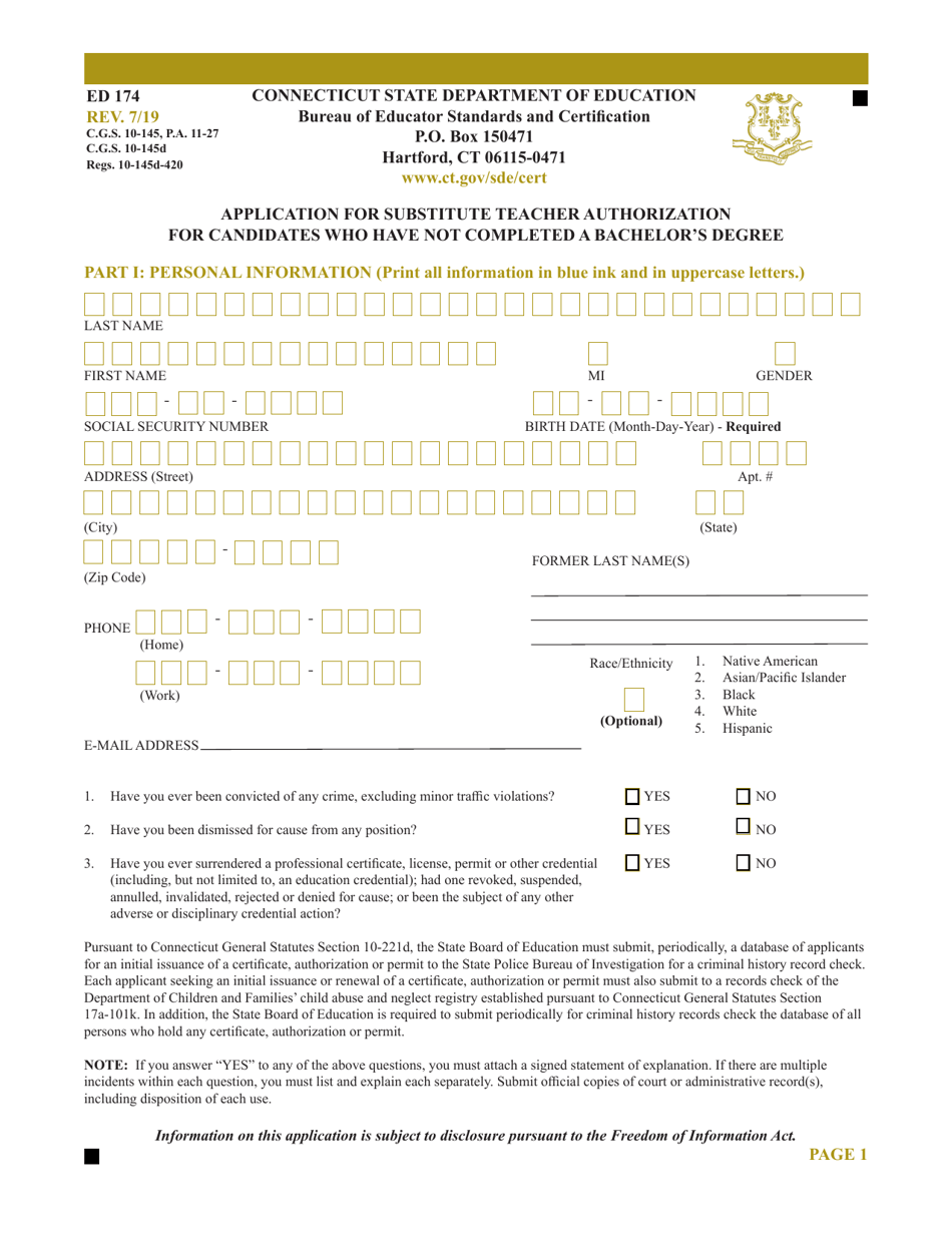 Form ED174 - Fill Out, Sign Online and Download Fillable PDF ...
