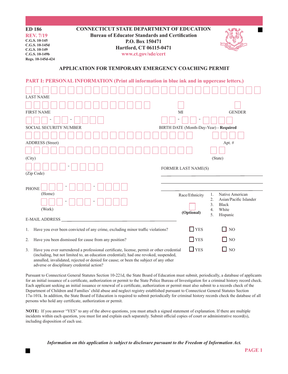 Form ED186 - Fill Out, Sign Online and Download Fillable PDF ...