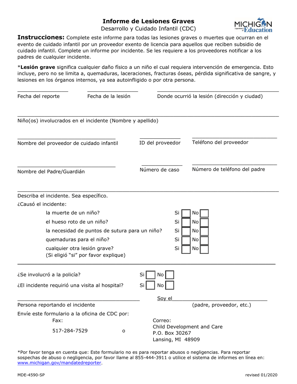 Formulario MDE-4590-SP - Fill Out, Sign Online and Download Fillable ...
