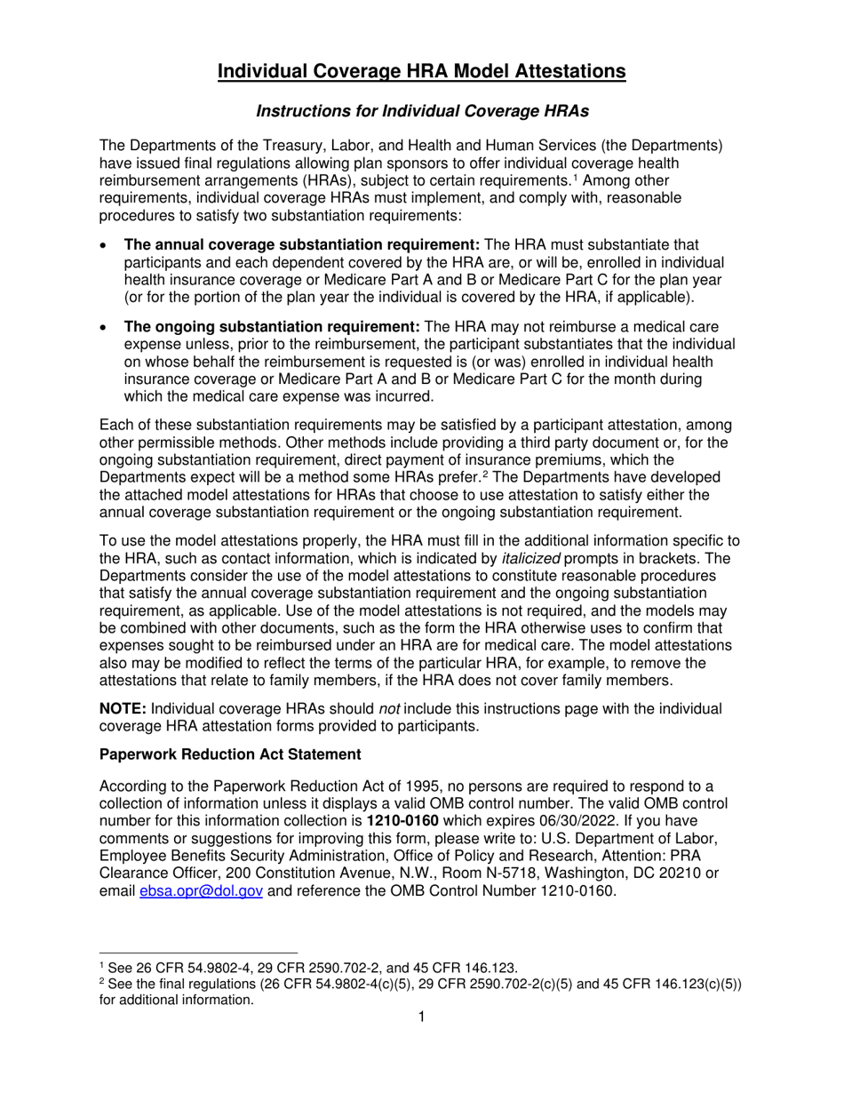 Individual Coverage HRA Model Attestation - Fill Out, Sign Online and ...