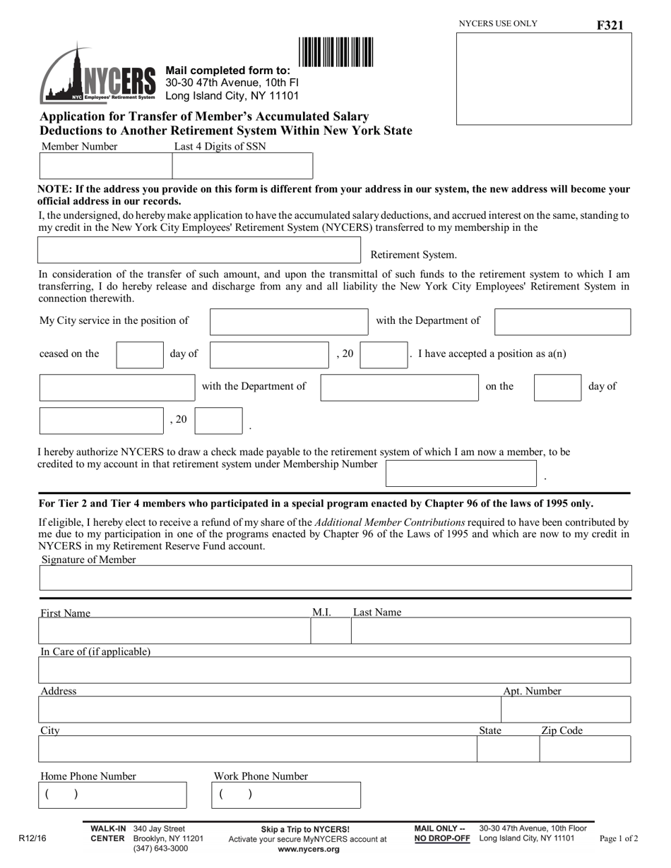 Form F321 - Fill Out, Sign Online and Download Printable PDF, New York ...