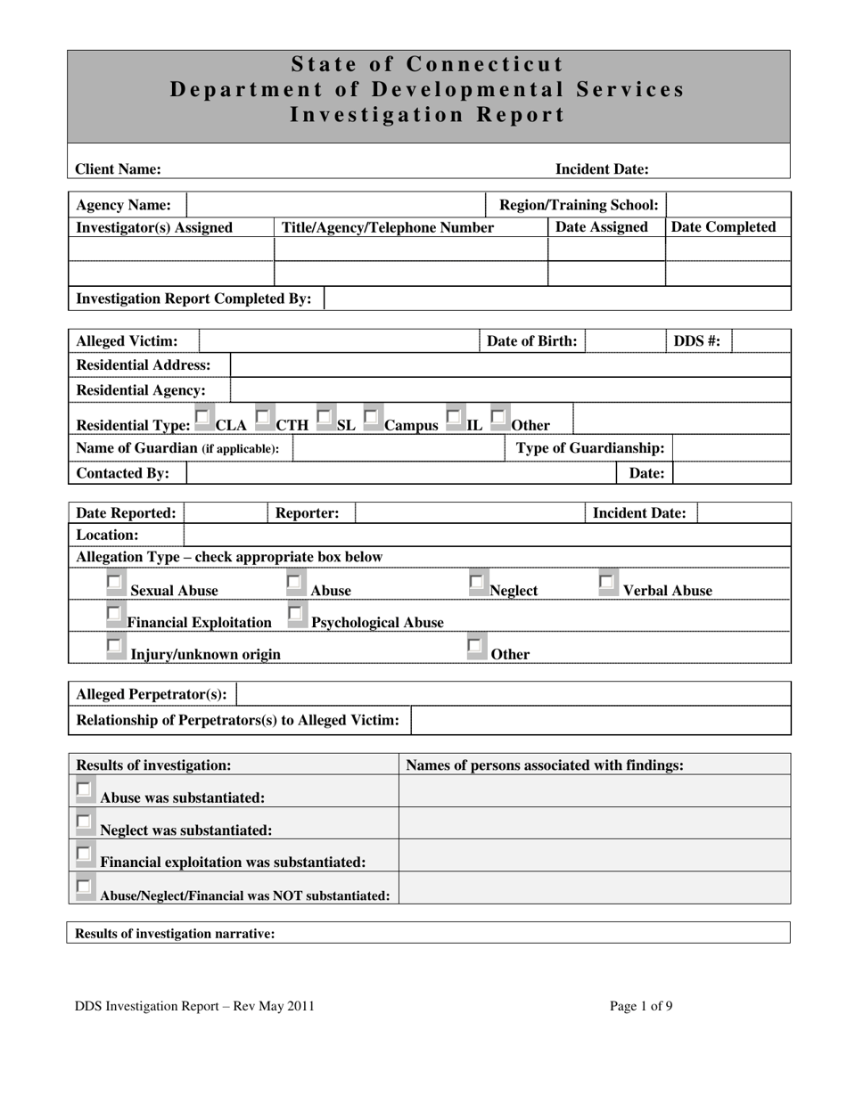 Connecticut Investigation Report - Fill Out, Sign Online and Download ...
