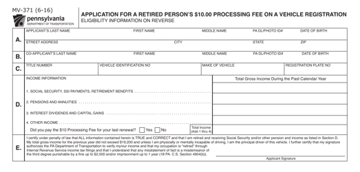Form MV-351 Download Fillable PDF or Fill Online Application for ...