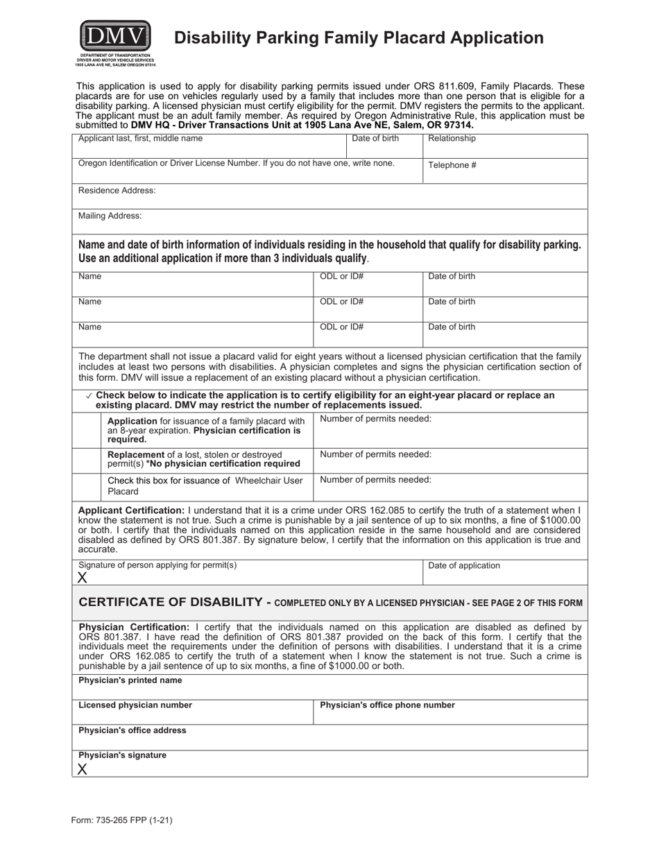 Form 735-265 FPP - Fill Out, Sign Online and Download Printable PDF ...