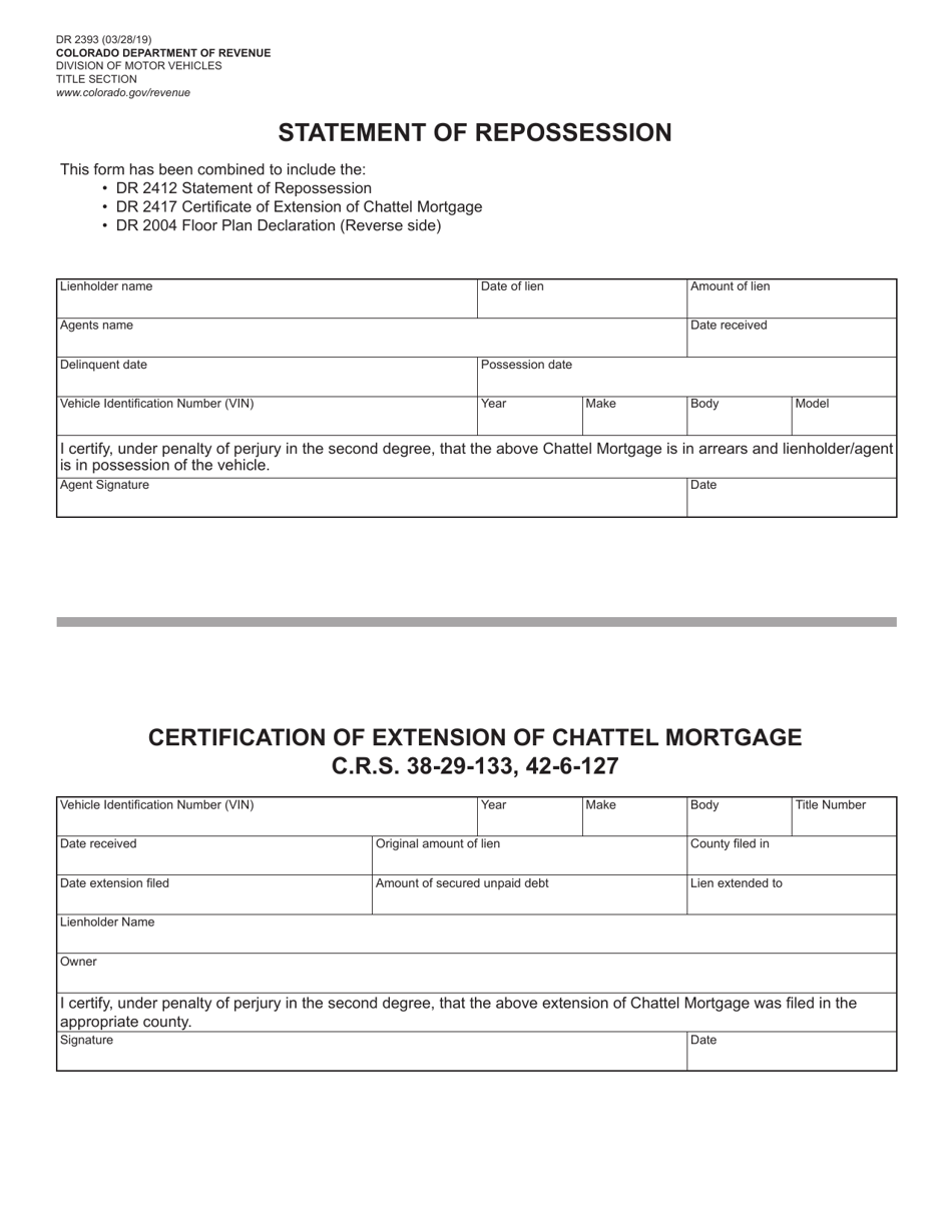 Form DR2393 - Fill Out, Sign Online and Download Fillable PDF, Colorado ...