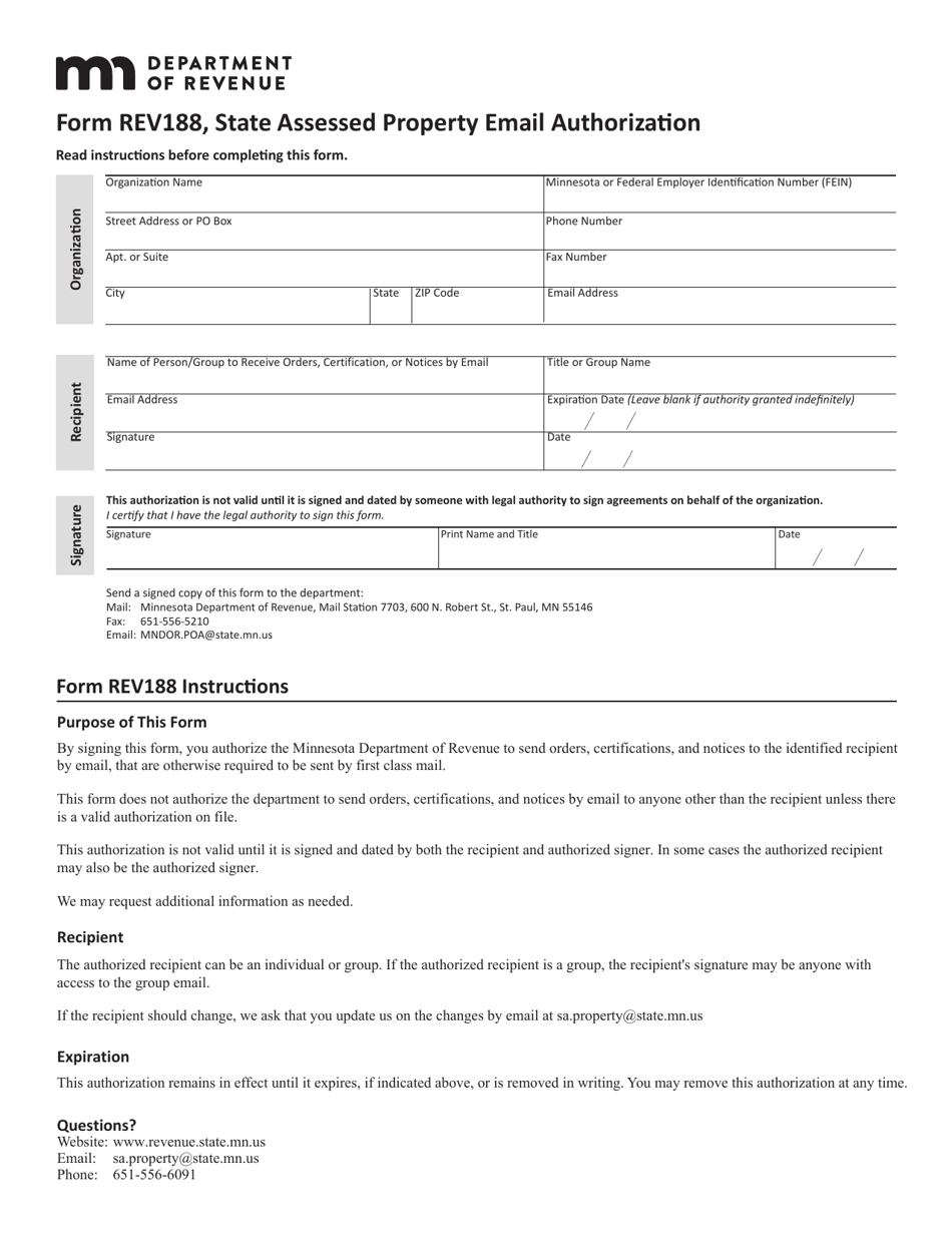 Form REV188 - Fill Out, Sign Online and Download Fillable PDF ...