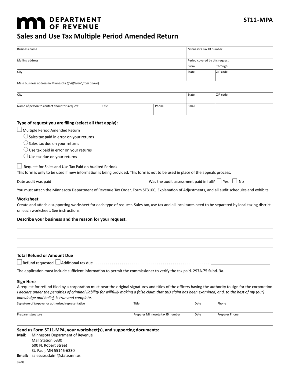 Form ST11-MPA - Fill Out, Sign Online and Download Fillable PDF ...