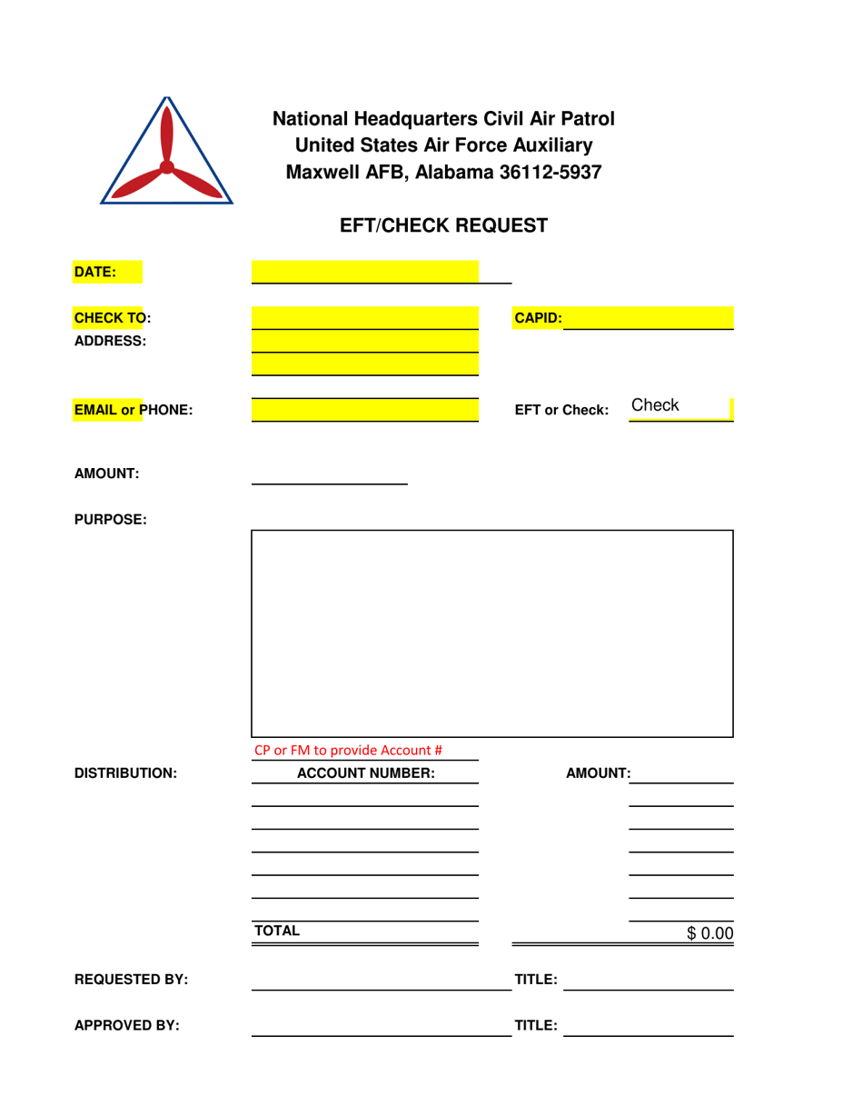 Eft/Check Request - Fill Out, Sign Online and Download PDF | Templateroller