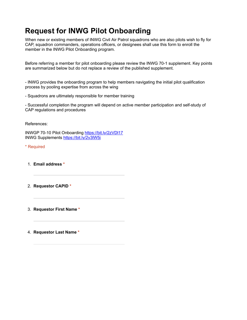 Request for Inwg Pilot Onboarding - Fill Out, Sign Online and Download ...