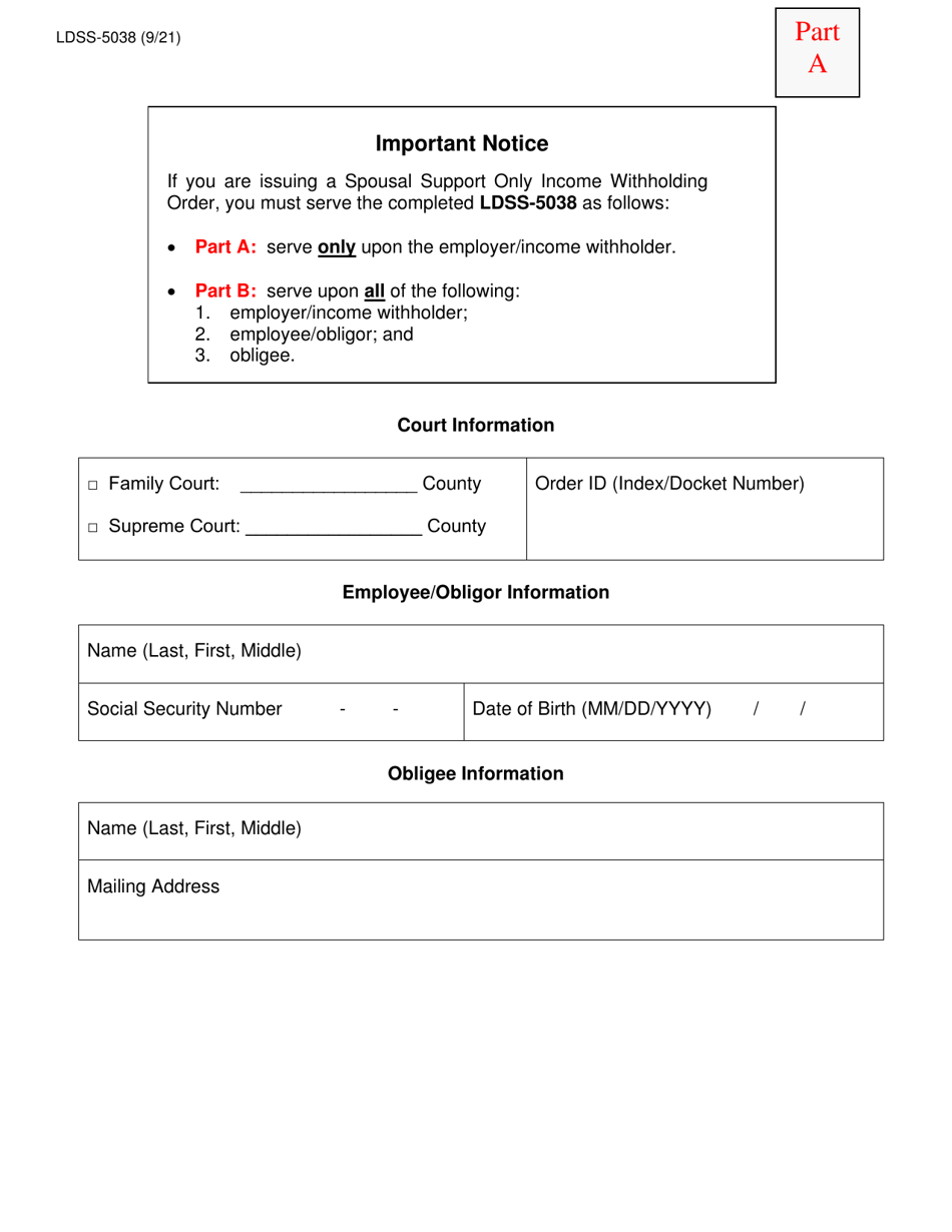 Form LDSS-5038 - Fill Out, Sign Online and Download Printable PDF, New ...