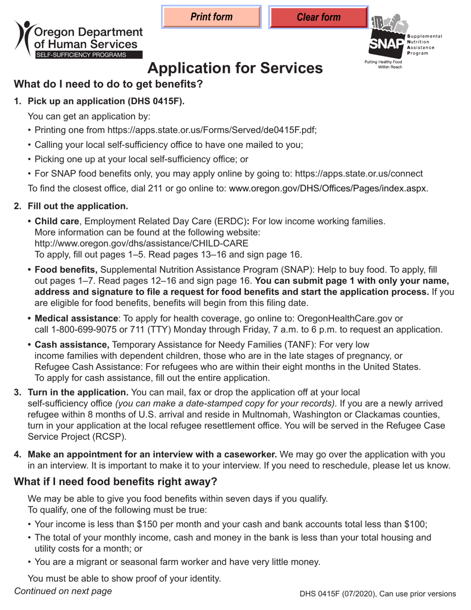 Form DHS0415F Download Fillable PDF or Fill Online Application for ...