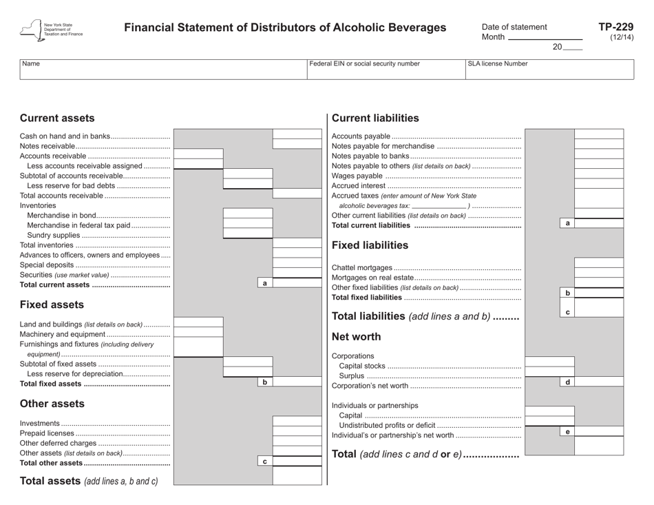 Form TP-229 - Fill Out, Sign Online and Download Printable PDF, New ...