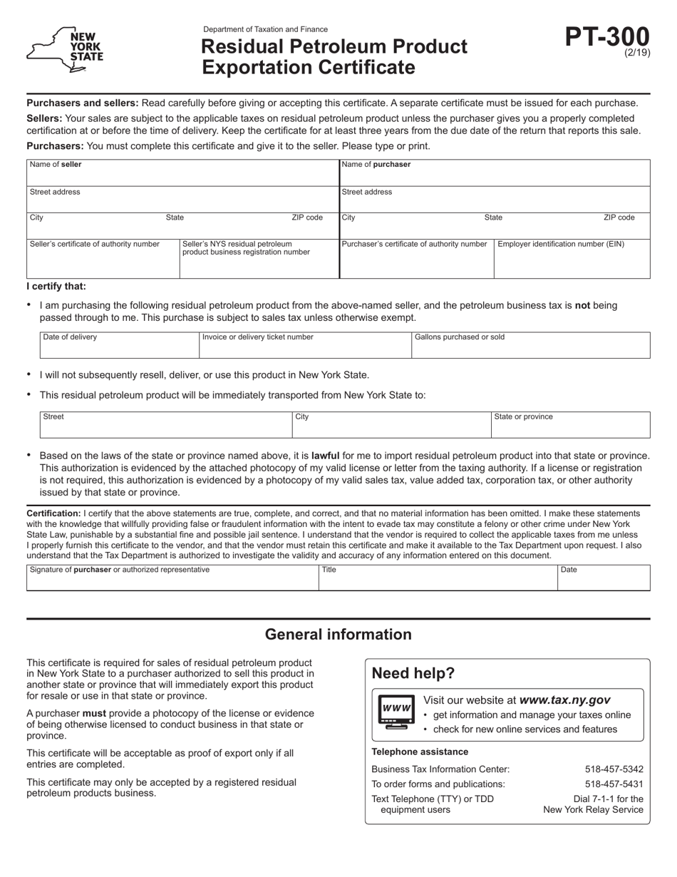 Form PT-300 - Fill Out, Sign Online and Download Printable PDF, New ...