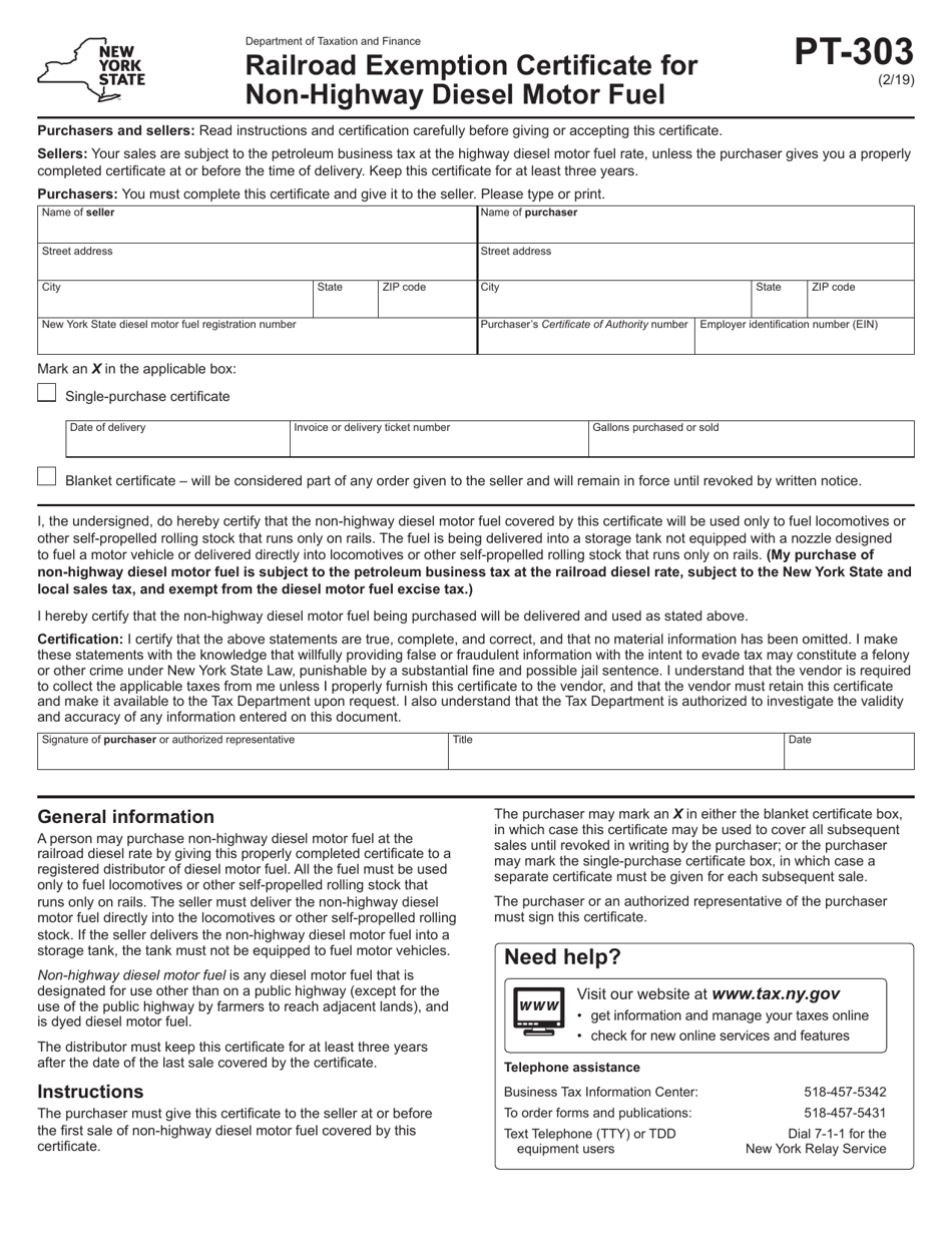 Form PT-303 - Fill Out, Sign Online and Download Printable PDF, New ...