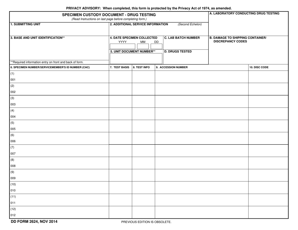 DD Form 2624 - Fill Out, Sign Online and Download Fillable PDF ...