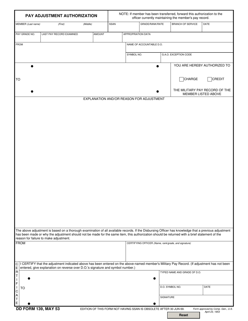 DD Form 139 - Fill Out, Sign Online and Download Fillable PDF ...