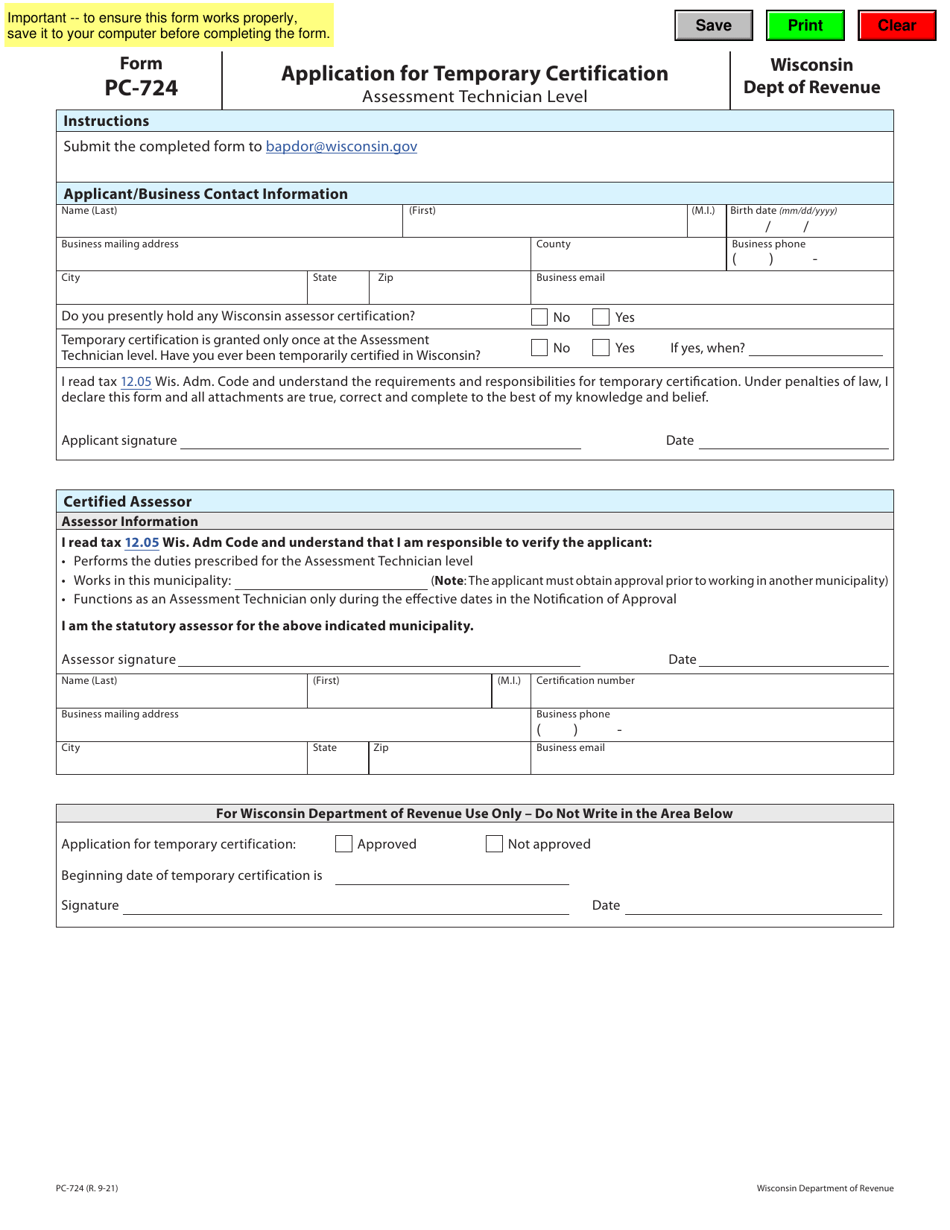 Form PC-724 - Fill Out, Sign Online and Download Fillable PDF ...