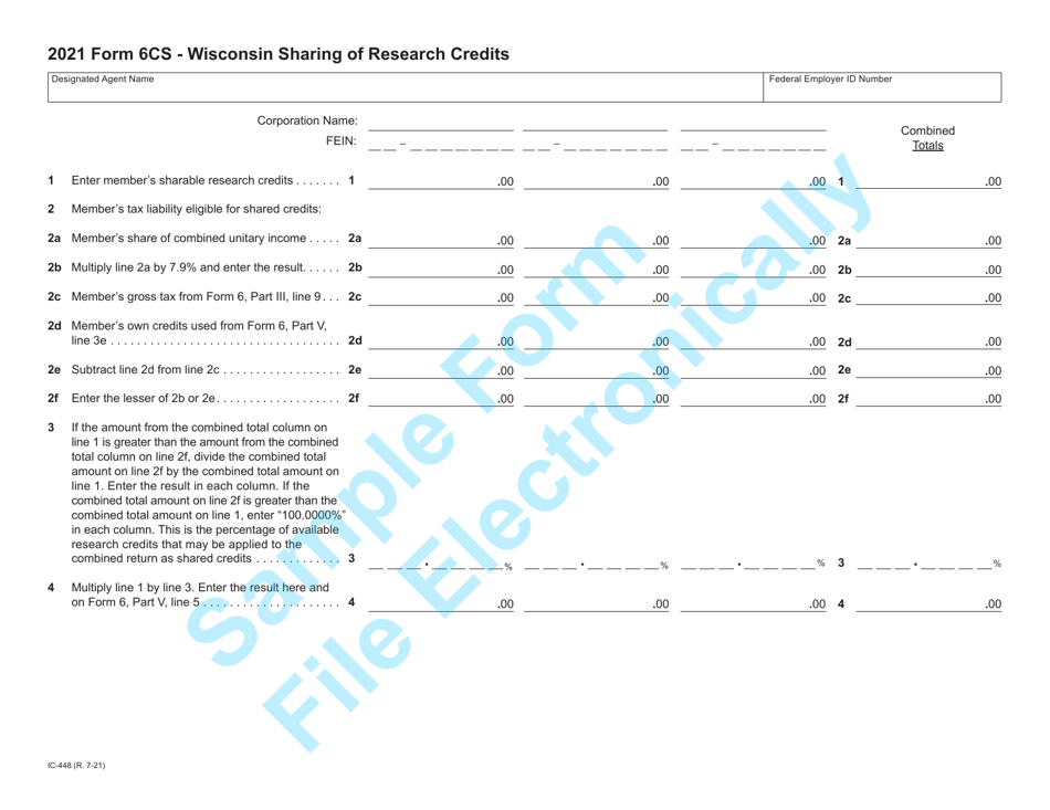 Form 6CS (IC-448) - 2021 - Fill Out, Sign Online and Download Printable ...
