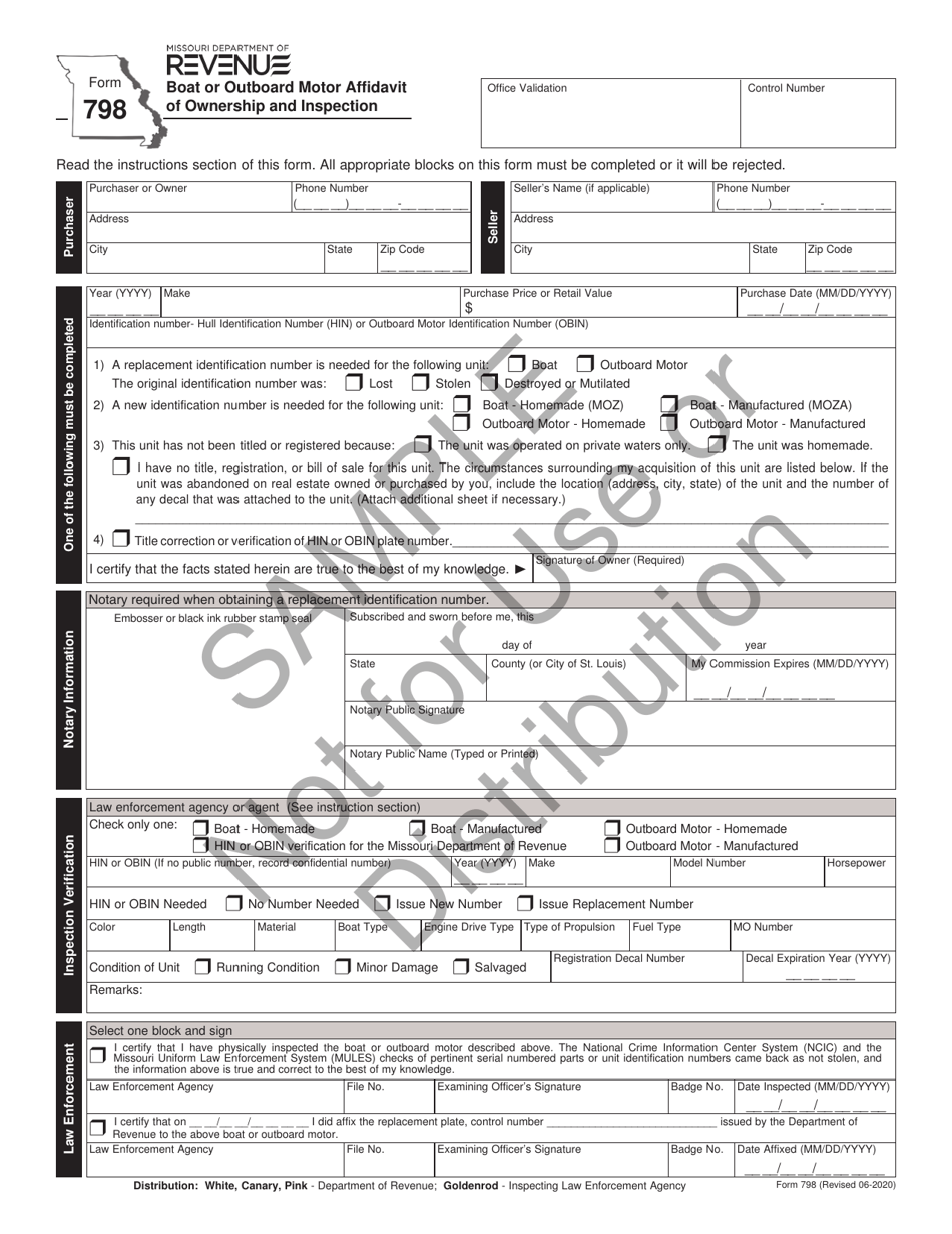 Form 798 - Fill Out, Sign Online and Download Printable PDF, Missouri ...
