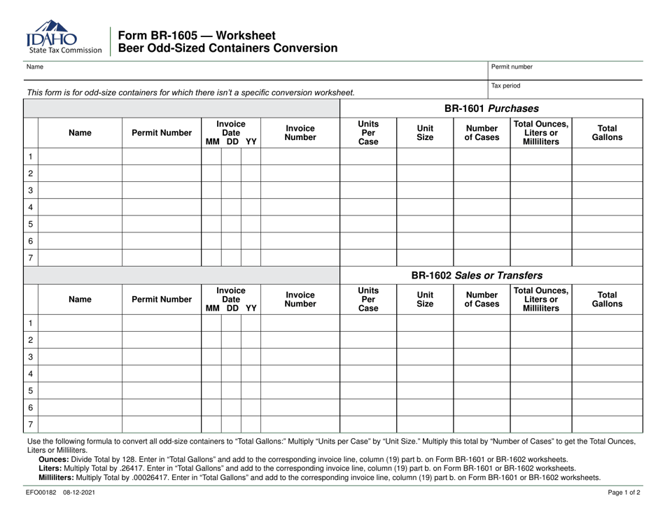 Form BR-1605 (EFO00182) - Fill Out, Sign Online and Download Fillable ...