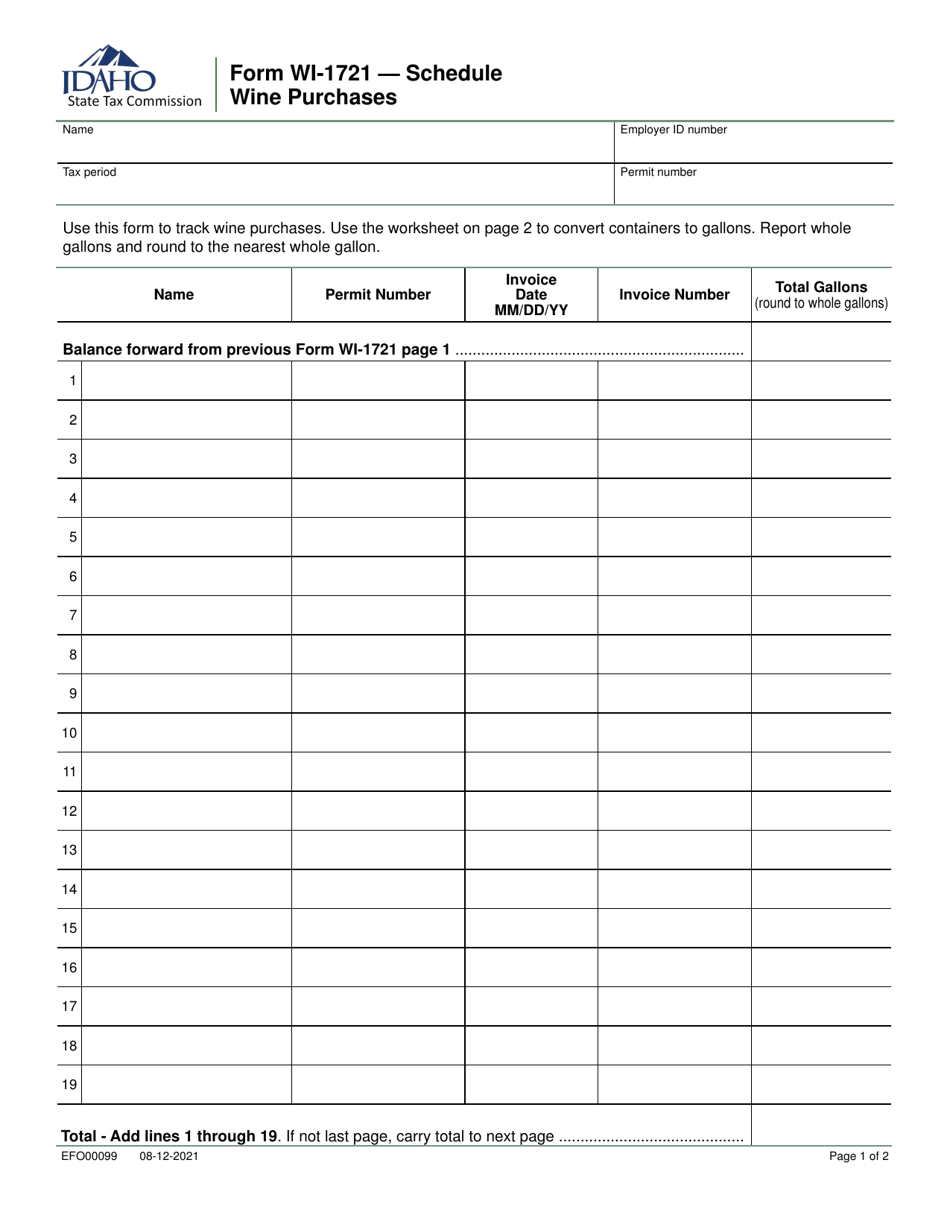 Form WI-1721 (EFO00099) - Fill Out, Sign Online and Download Fillable ...