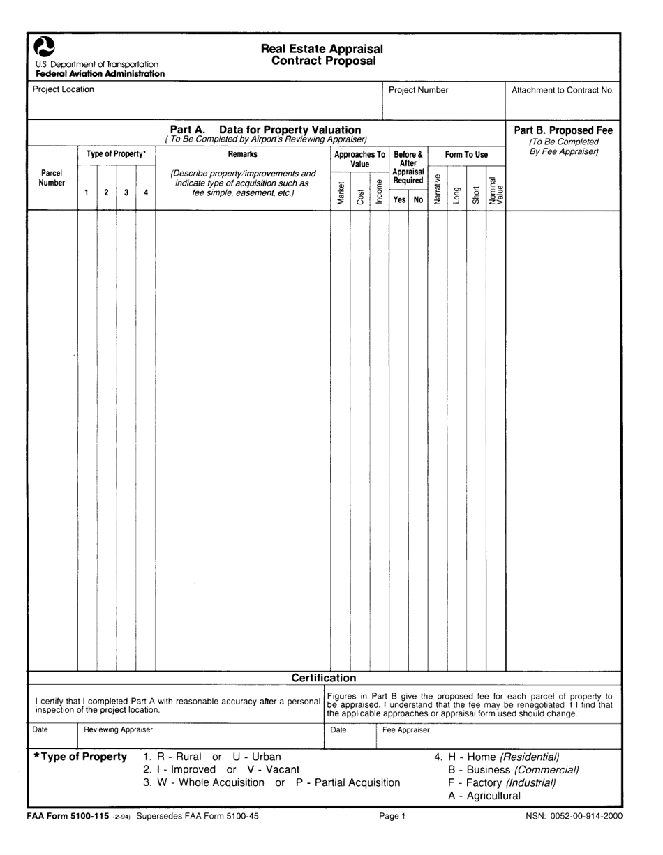 FAA Form 5100-115 - Fill Out, Sign Online and Download Printable PDF ...