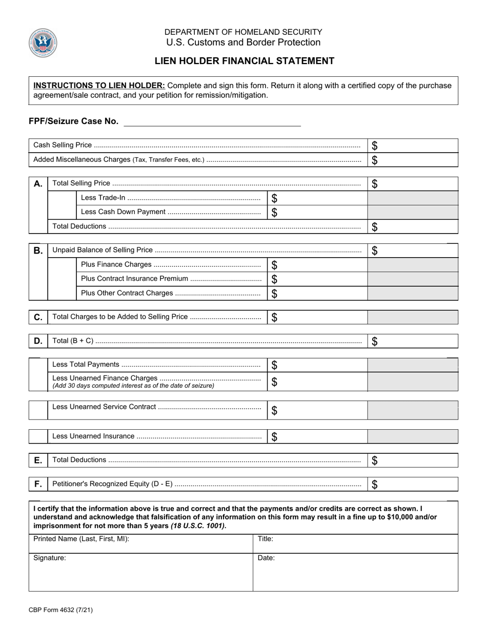 CBP Form 4632 - Fill Out, Sign Online and Download Fillable PDF ...