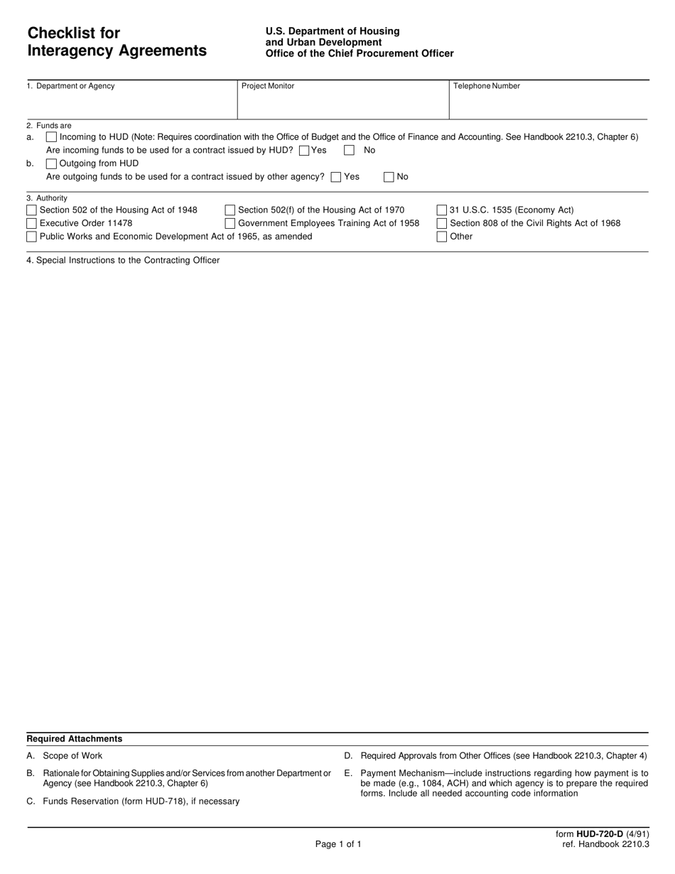 Form HUD-720-D - Fill Out, Sign Online and Download Fillable PDF ...