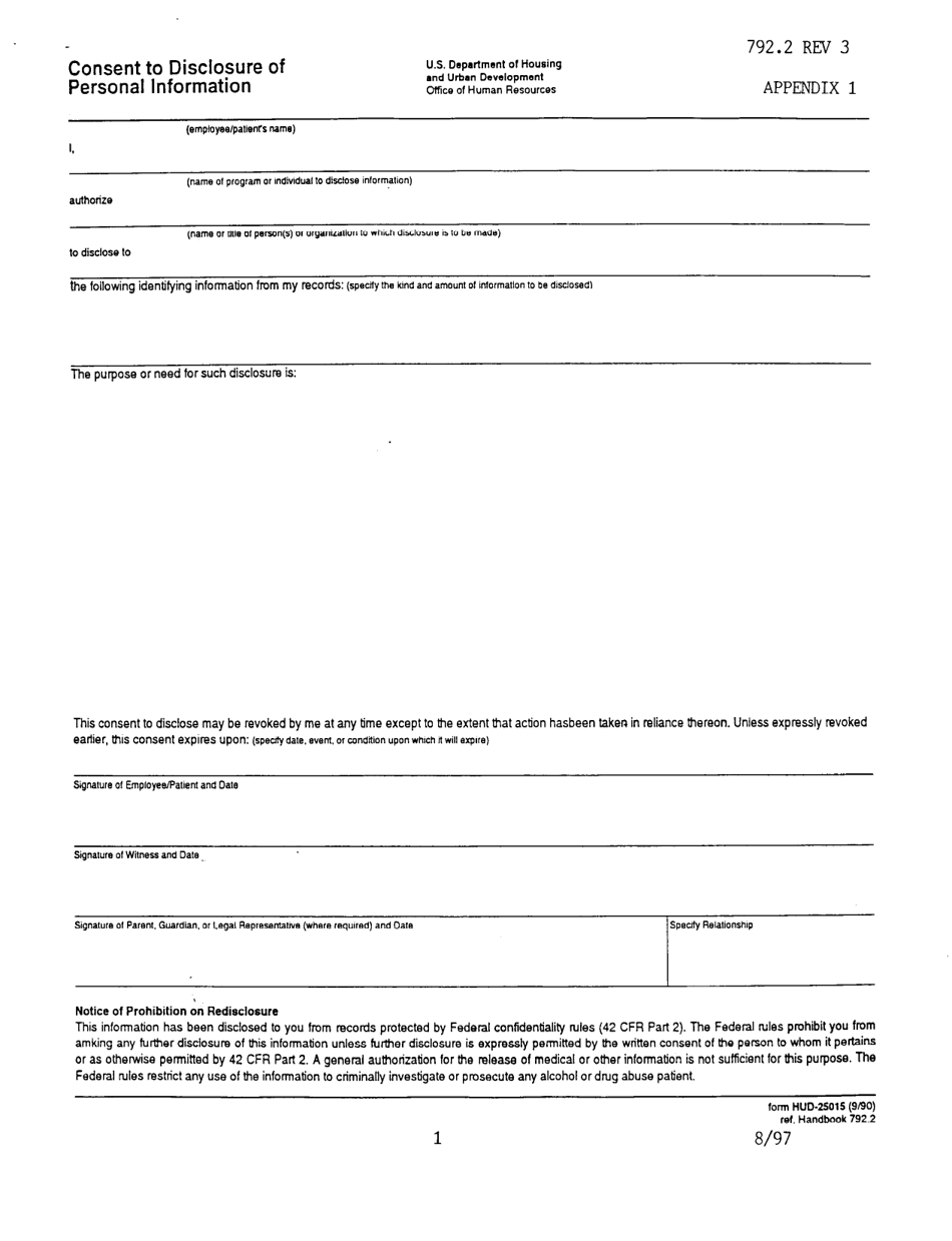 Form HUD-25015 Appendix 1 - Fill Out, Sign Online and Download Fillable ...